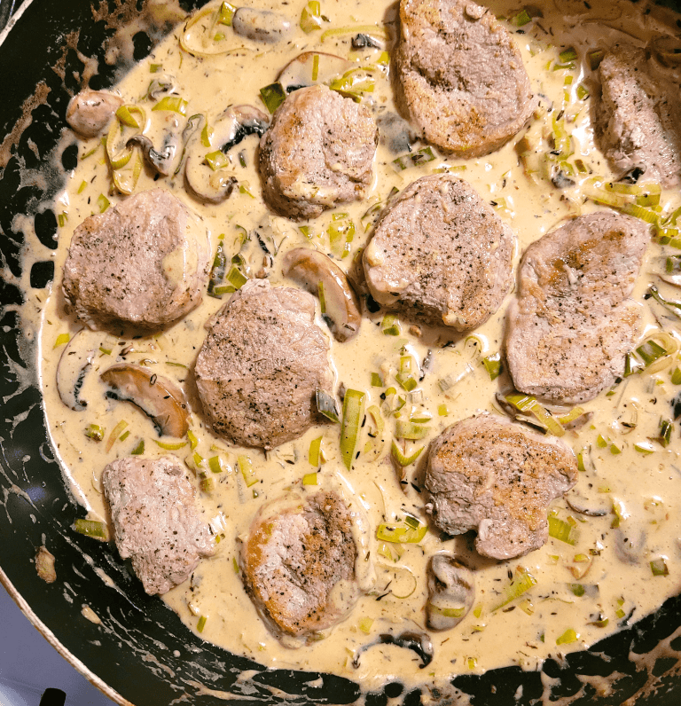 Pork Medallions with Creamy Mushroom & Leek Sauce – Miss Raven's Kitchen
